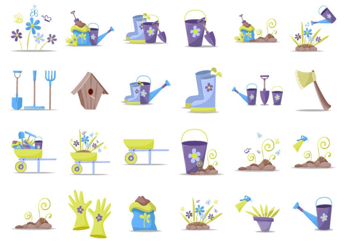Gardening Tools Clipart Set. PNG - Etsy