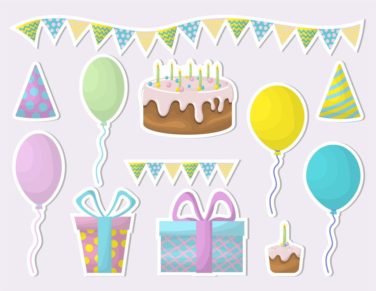 Party Time, Digital Printable Clipart Set, Birthday Invitation, PNG - Etsy