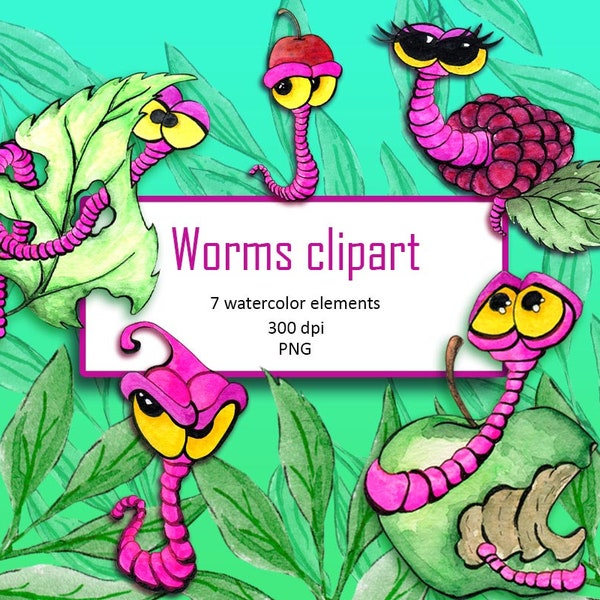 Worm Clip Art - Etsy