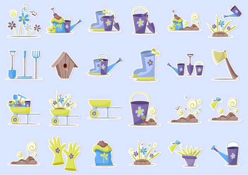 Gardening Tools Clipart Set. PNG - Etsy