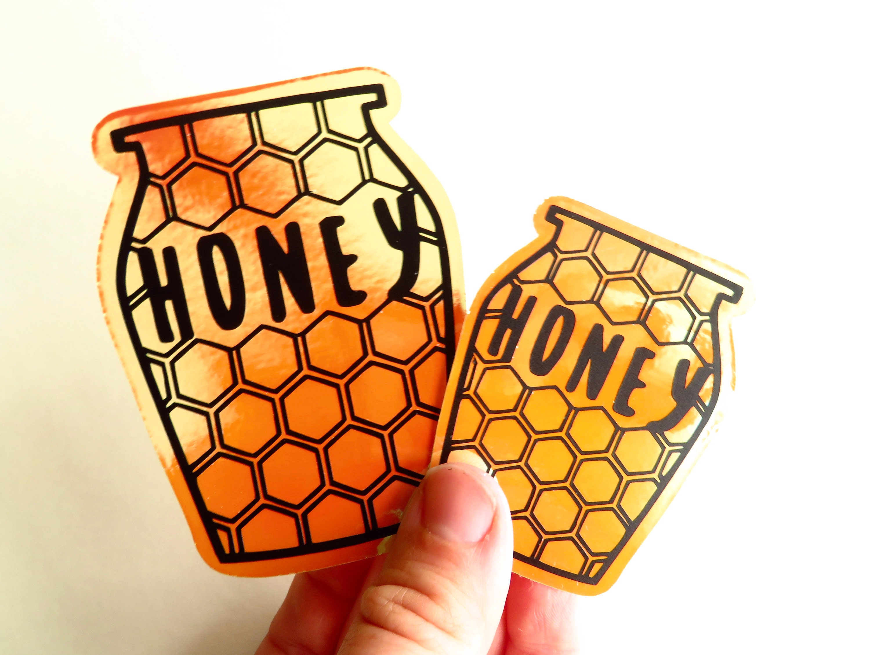 Honey sticker holographic honeycomb pattern | Etsy