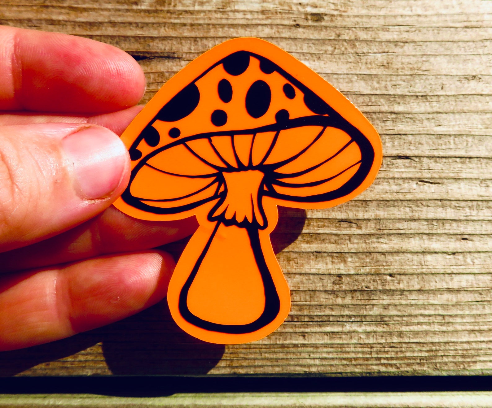 Trippy Mushroom Sticker Neon Orange - Etsy Sweden