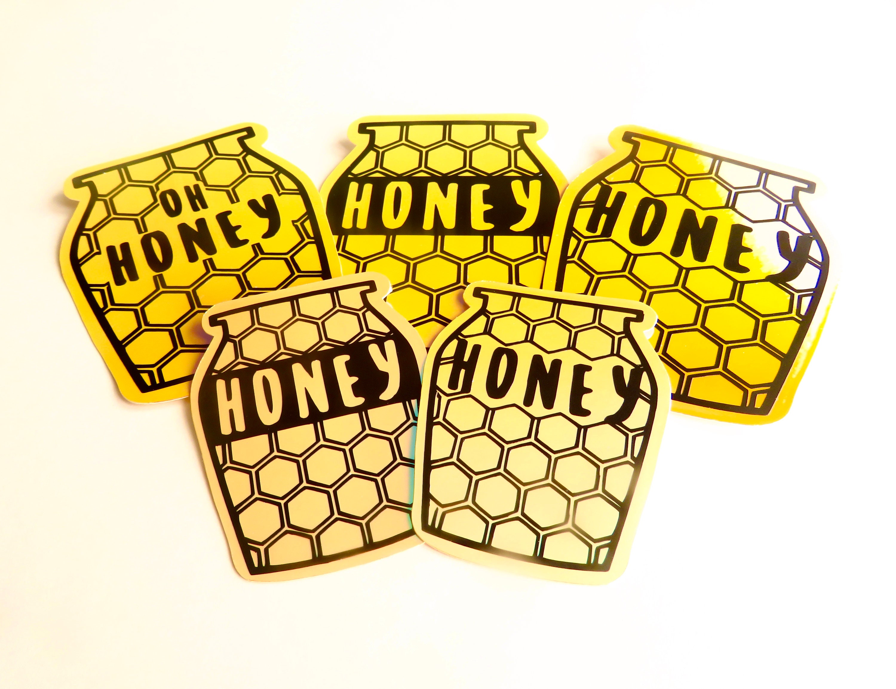 Honey sticker holographic honeycomb pattern | Etsy