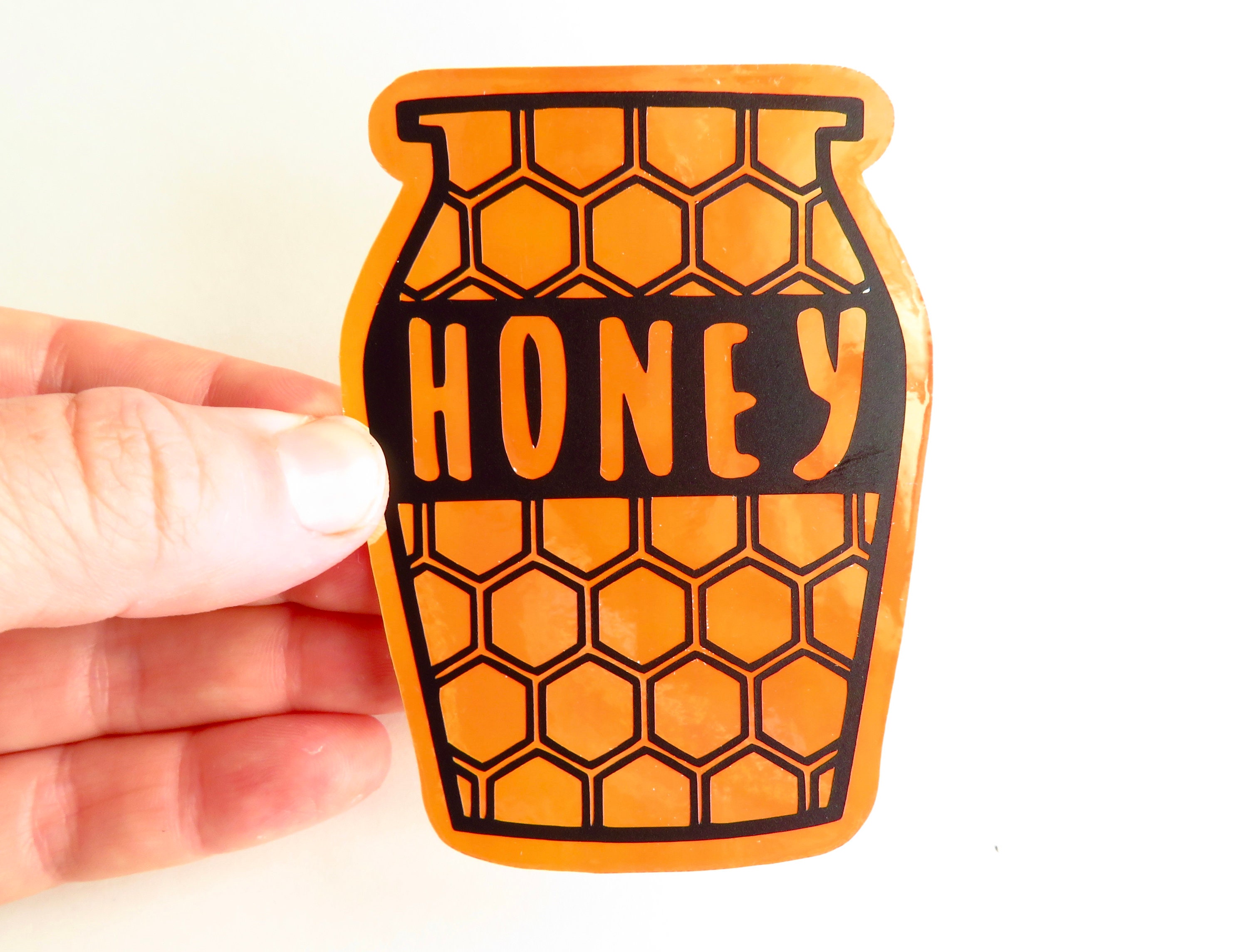 Honey sticker holographic honeycomb pattern | Etsy