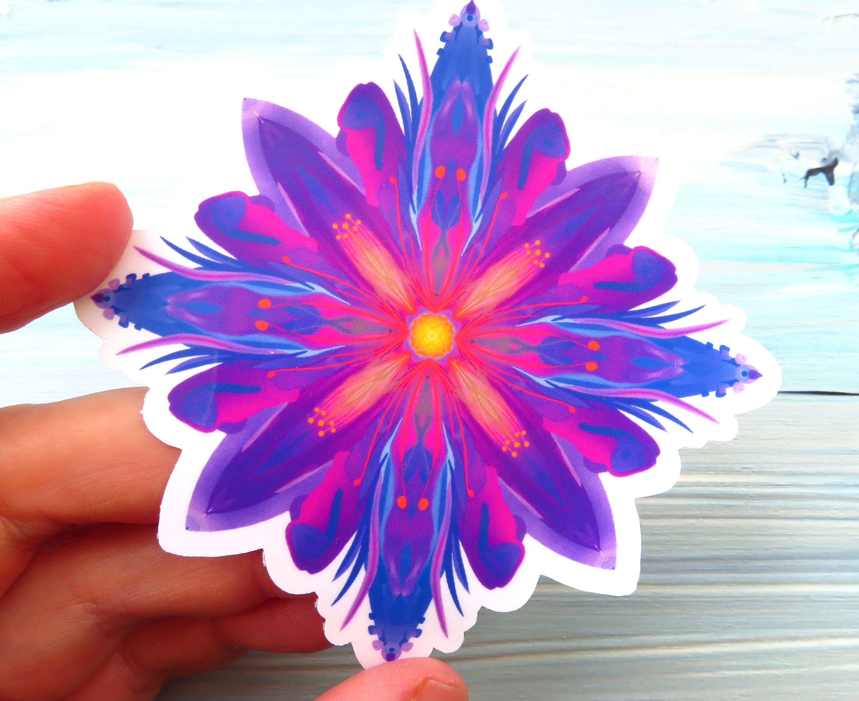 Flower sticker floral laptop decal | Etsy