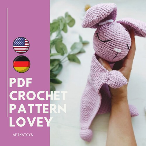 Bunny Lovey Crochet Pattern Bunny Violet Lovey Baby Blanket | Etsy