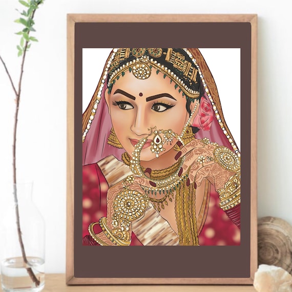 Traditional Indian Bride Painting