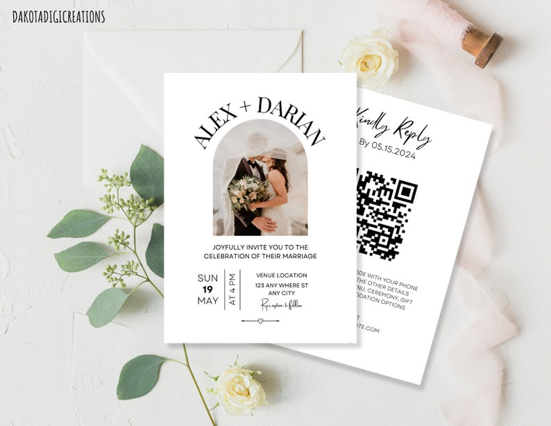 Wedding Invitation Template Bundle, Wedding Invite Minimalistic With ...