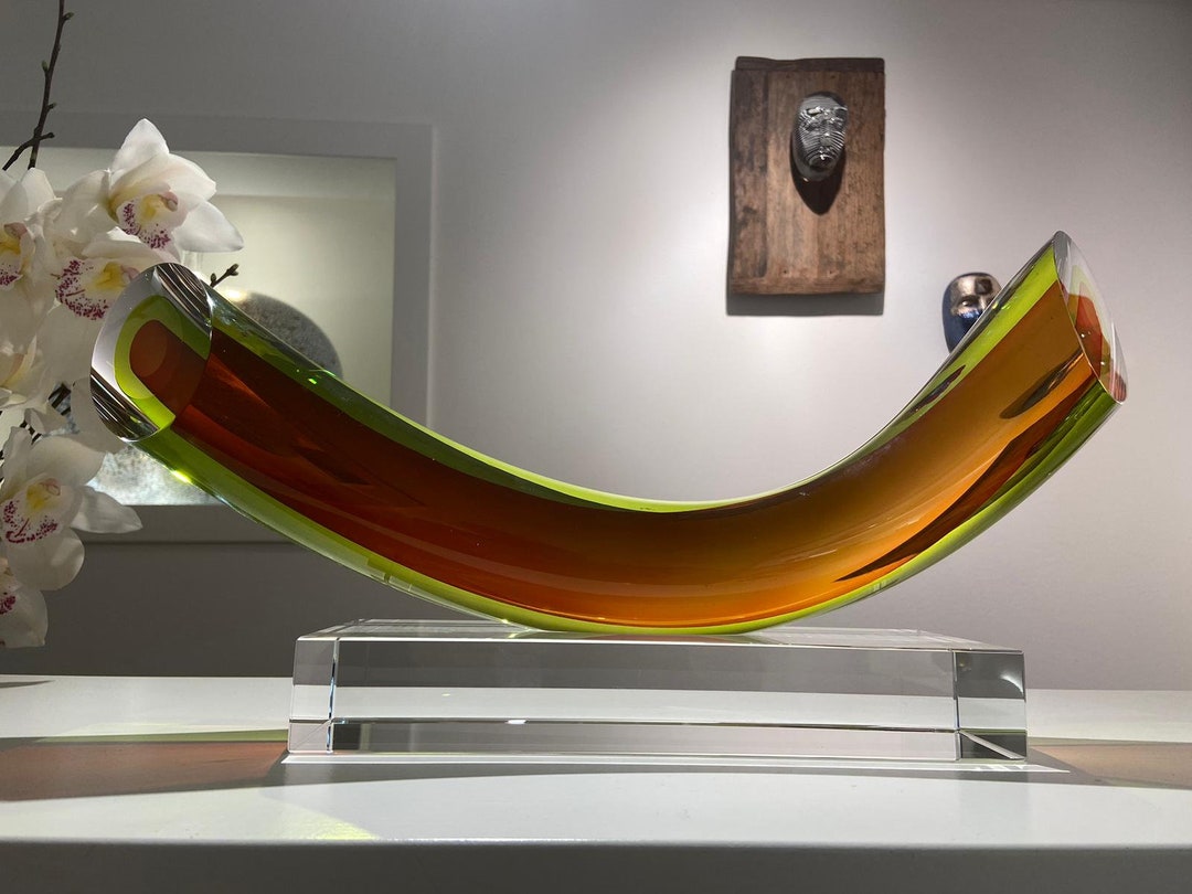 Four Seasons 'spring' Art Glass Sculpture Handmade, Massive Glass ...