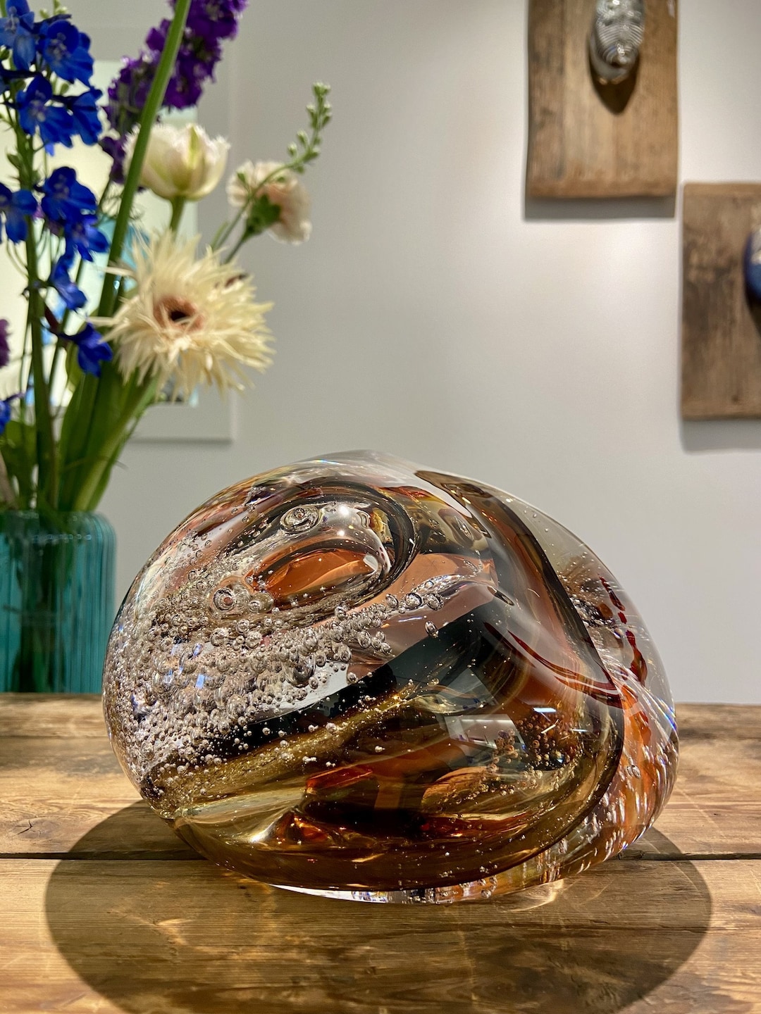 Organic Shape Art Glass Sculpture 'earth' Hand Made 'four Elements ...