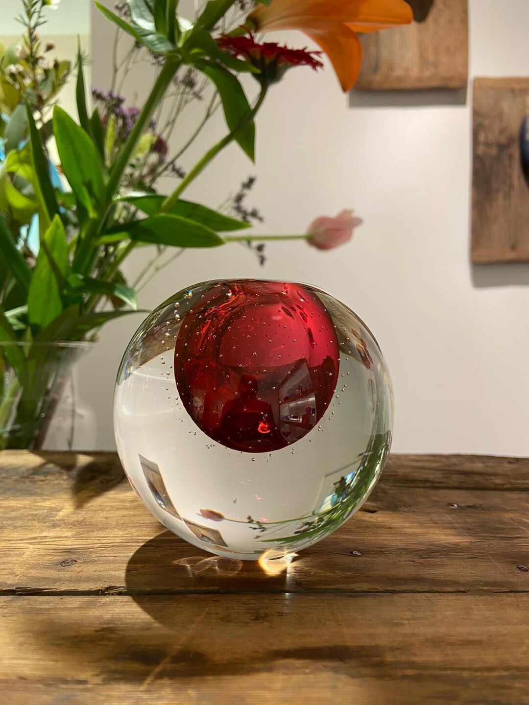 Art Glass Ball-paperweight With Beautiful Pure Air Pattern Hand Made in ...