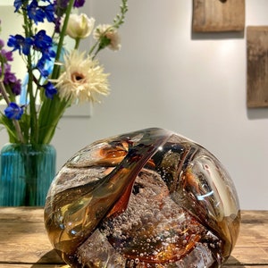 Organic Shape Art Glass Sculpture 'earth' Hand Made 'four Elements ...