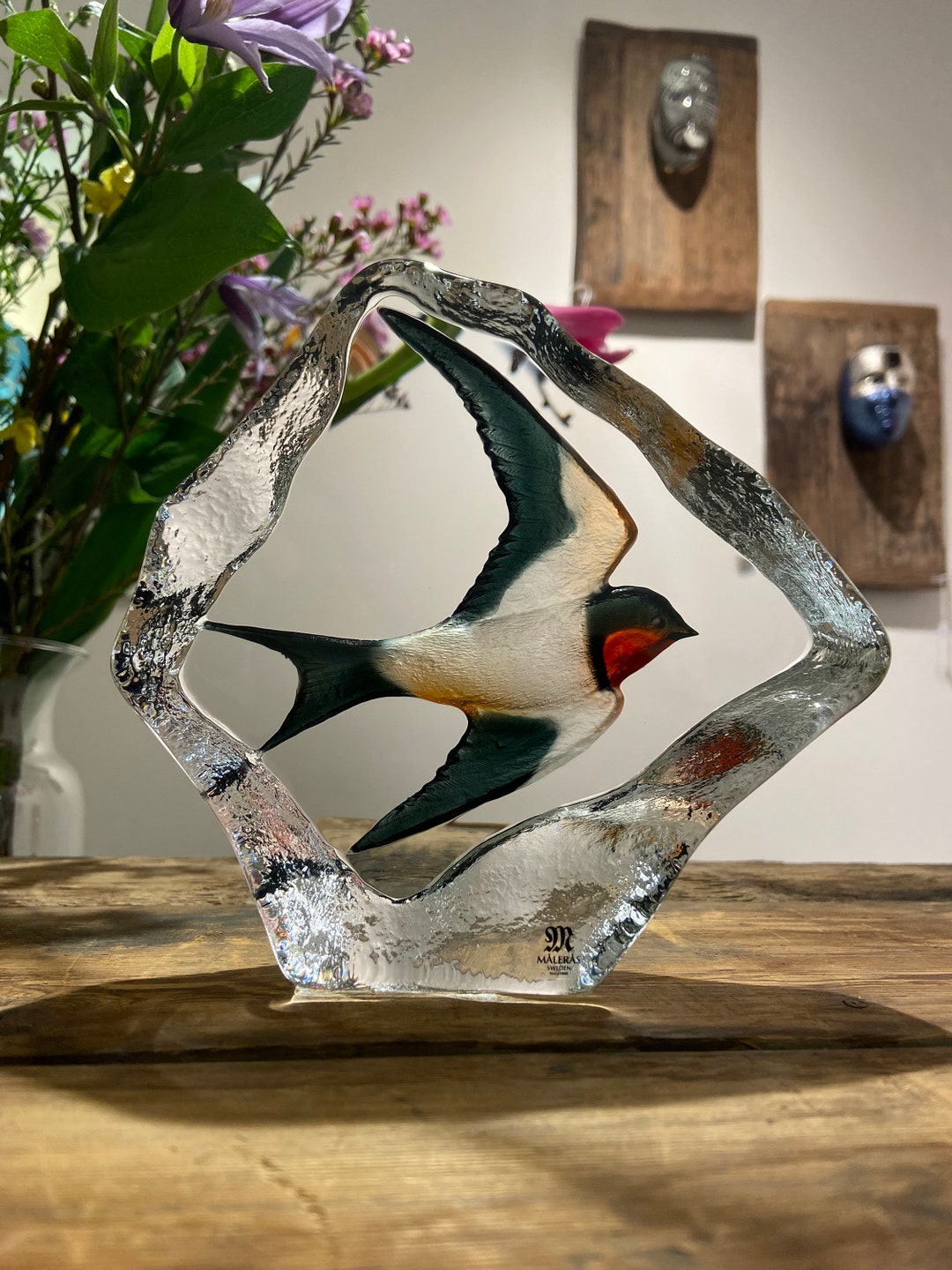 Beautiful Swallow Bird Sculpture Handmade Crystal by Mats Jonasson ...