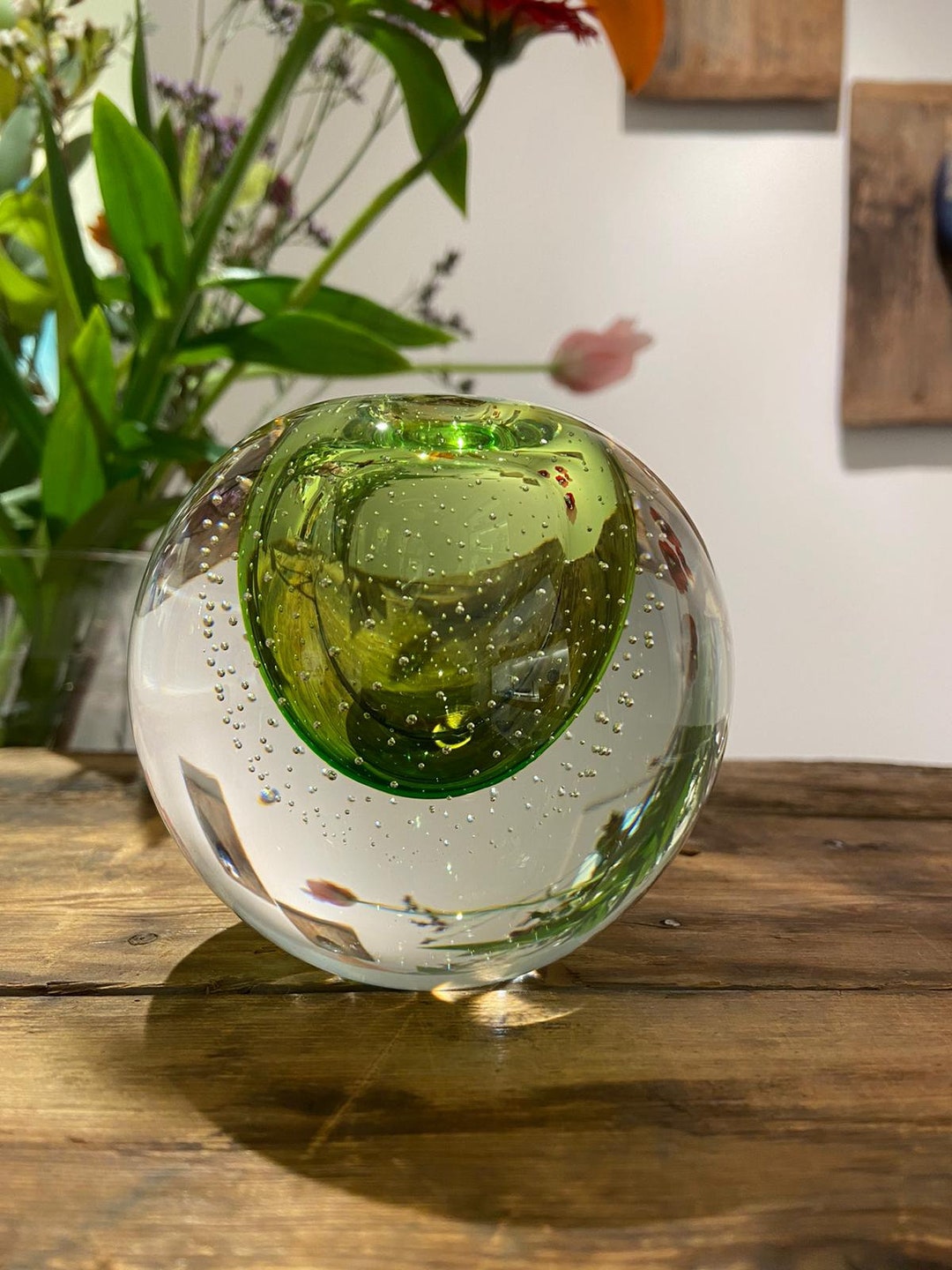 Art Glass Ball-paperweight With Beautiful Pure Air Pattern - Etsy