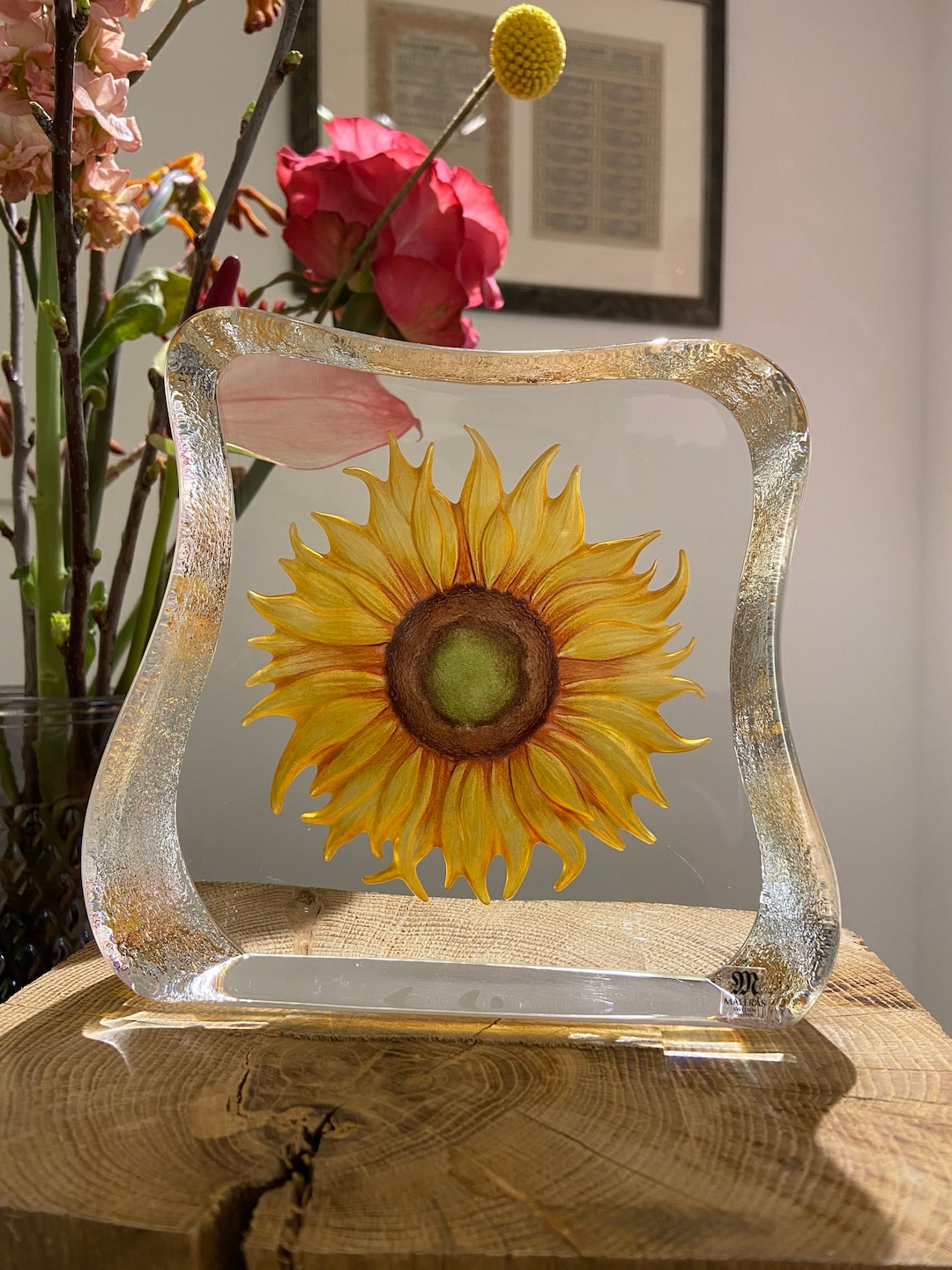Sunflower Crystal Sculpture by Mats Jonasson – Handpainted Swedish ...