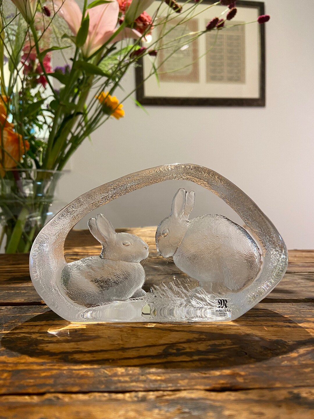 Crystal Rabbits Sculpture by Mats Jonasson, Maleras, Sweden - Etsy