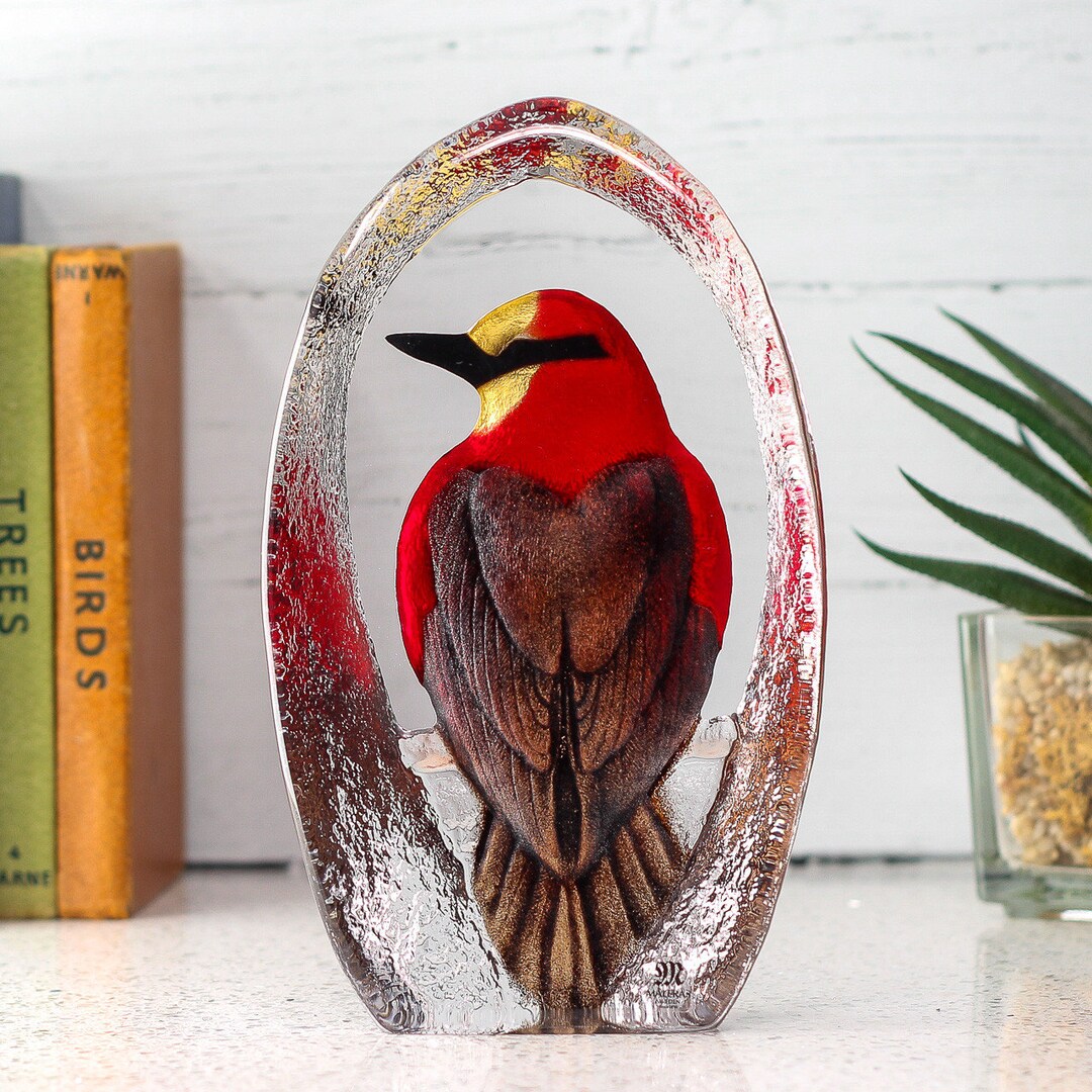 Handcrafted Glass Bird Sculpture Mats Jonasson Crystal Colorina Art - Etsy