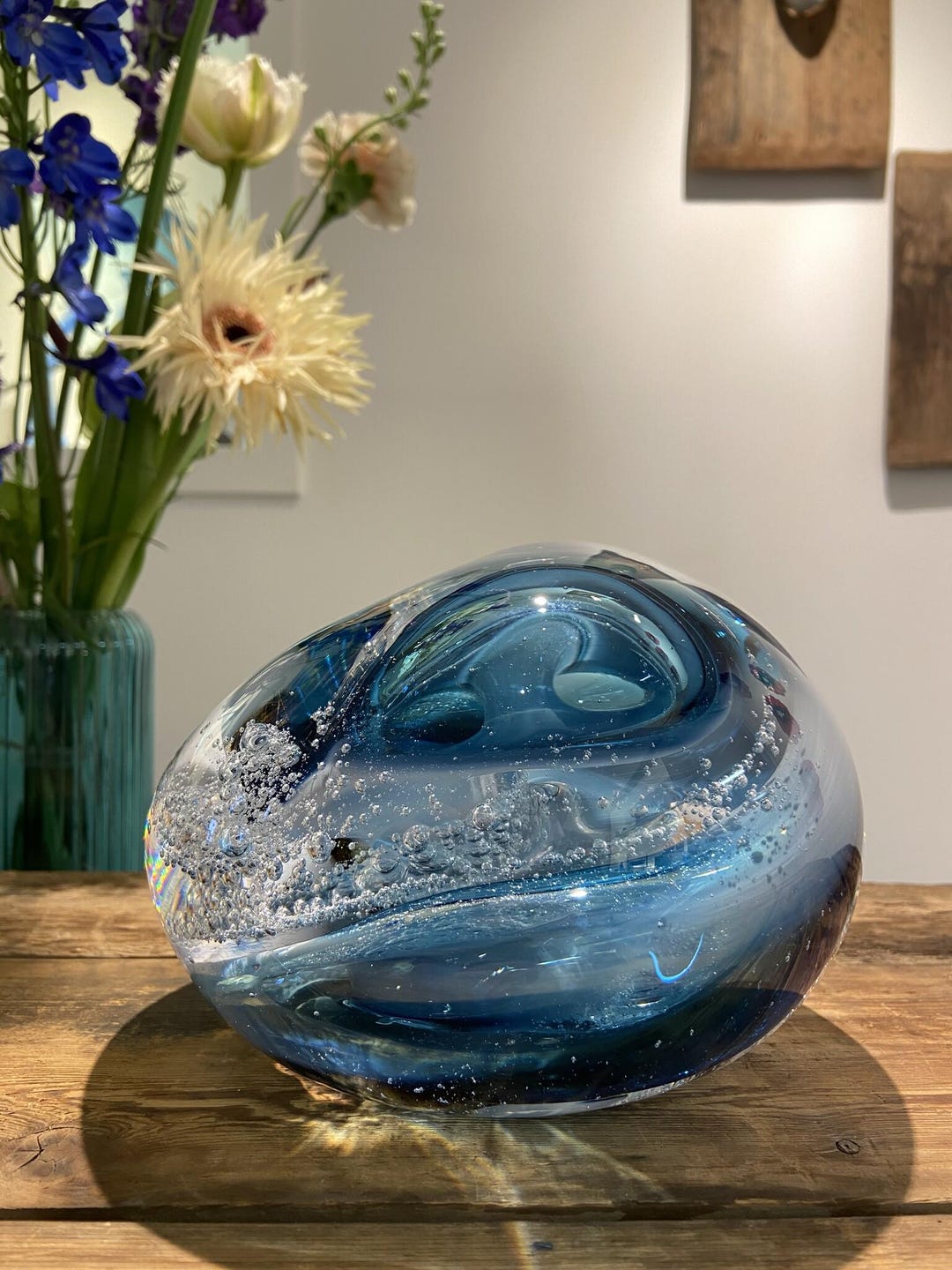 Beautiful Organic Shape Art Glass Sculpture 'sky' Hand Made 'four ...