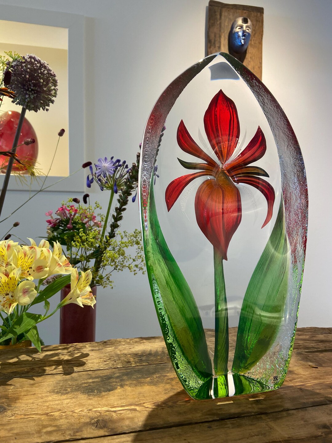 Crystal Lily Flower Sculpture by Famous Artist Mats Jonasson Sweden ...