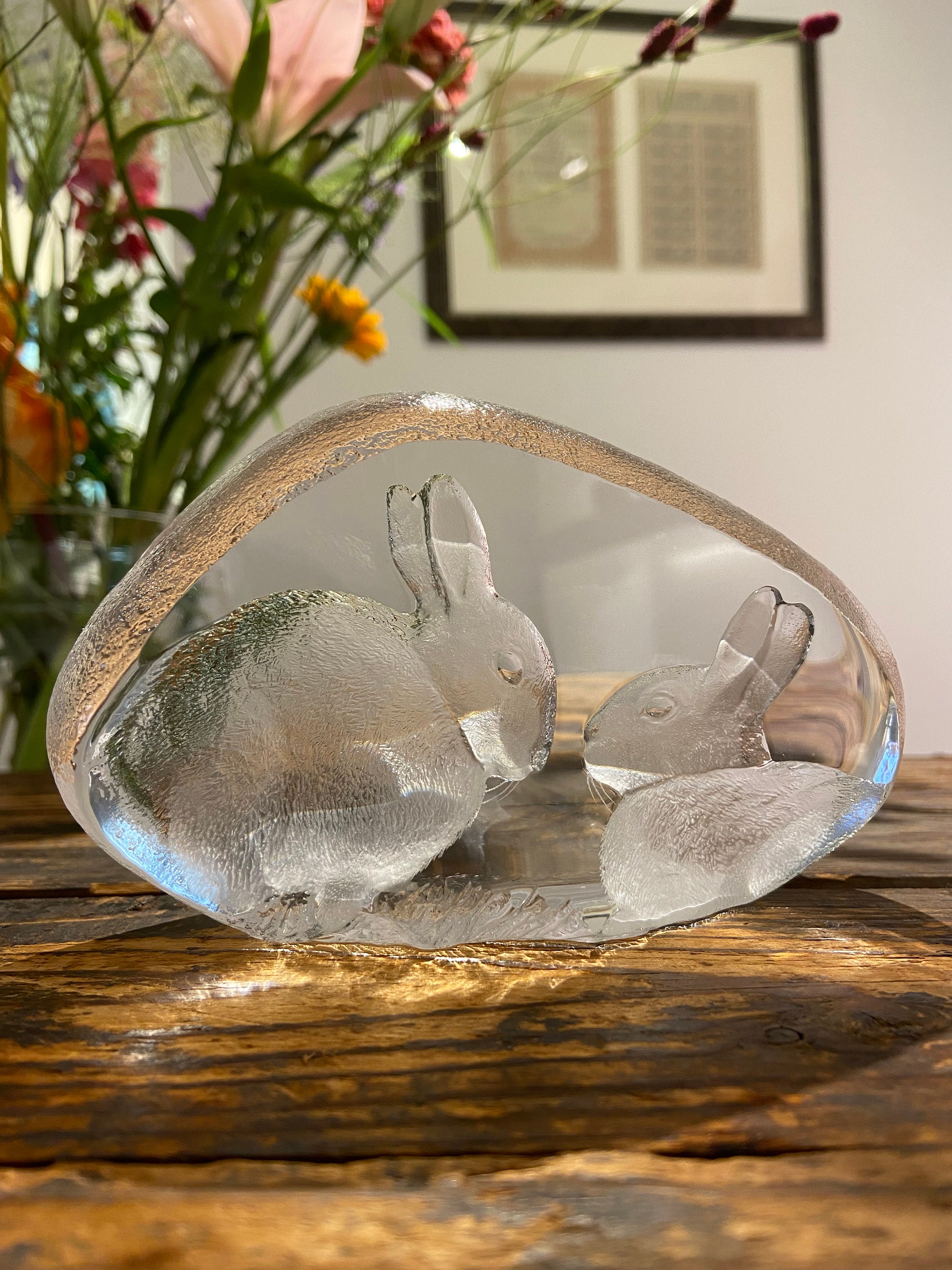 Crystal Rabbits Sculpture by Mats Jonasson Maleras Sweden - Etsy