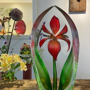 Crystal Lily Flower Sculpture by Famous Artist Mats Jonasson Sweden ...