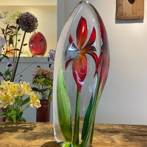 Crystal Lily Flower Sculpture by Famous Artist Mats Jonasson Sweden ltd ...