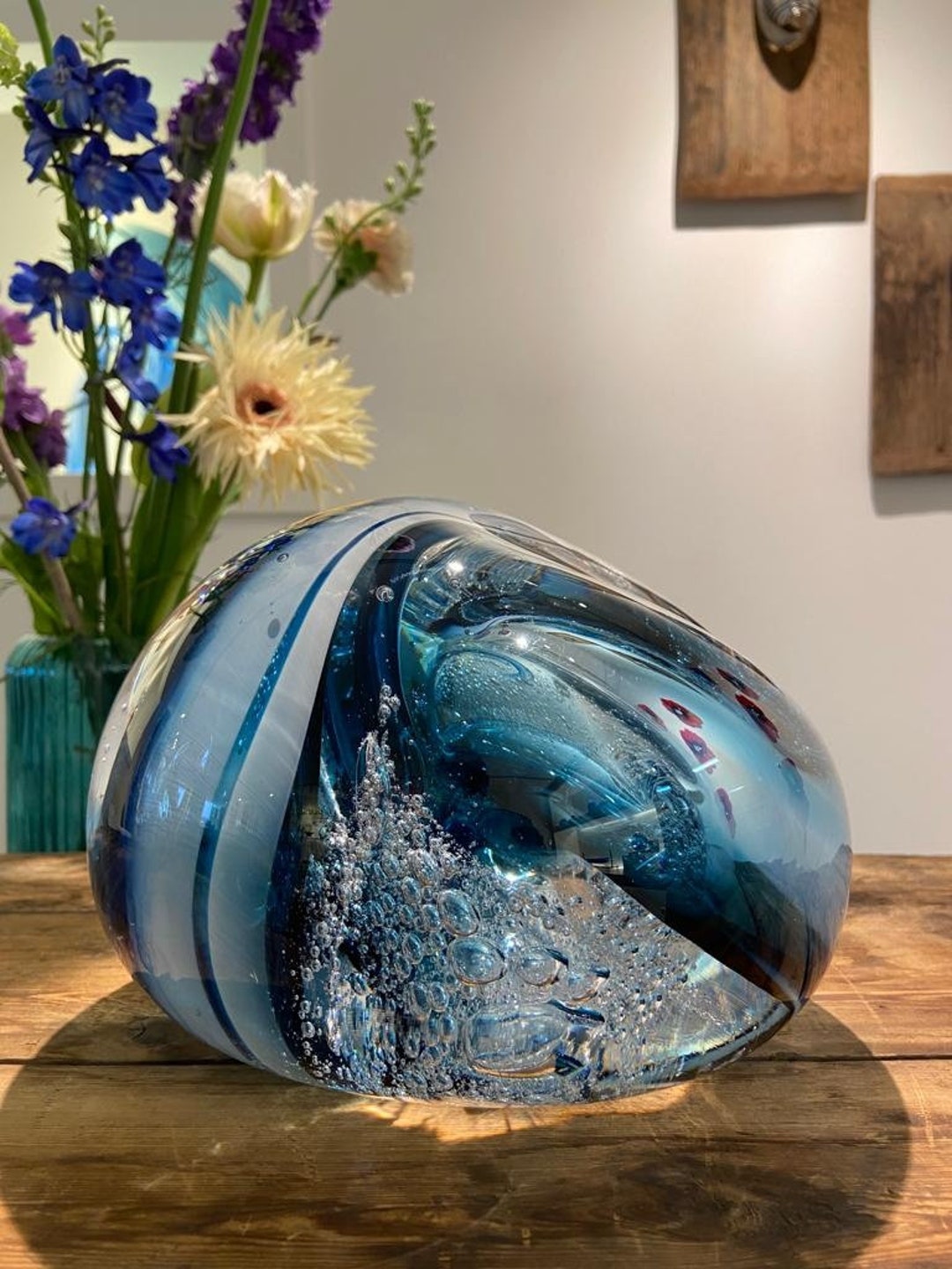 Beautiful Organic Shape Art Glass Sculpture 'sky' Hand Made 'four ...