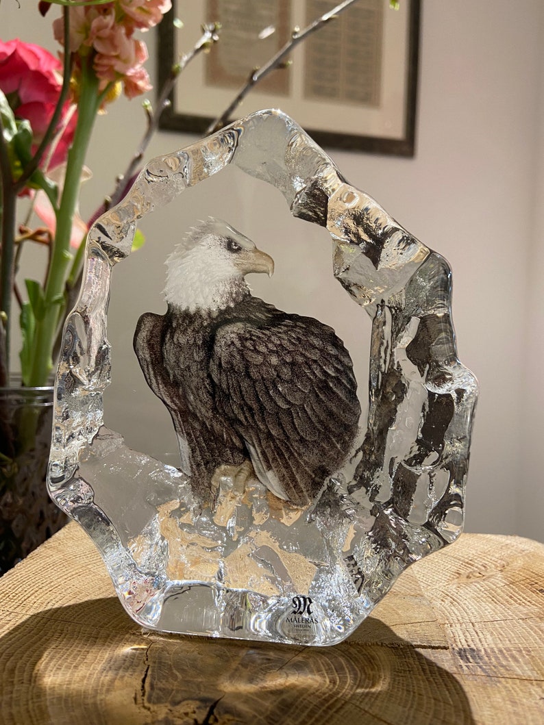 Bald Eagle Glass Sculpture By Mats Jonasson Sweden Etsy