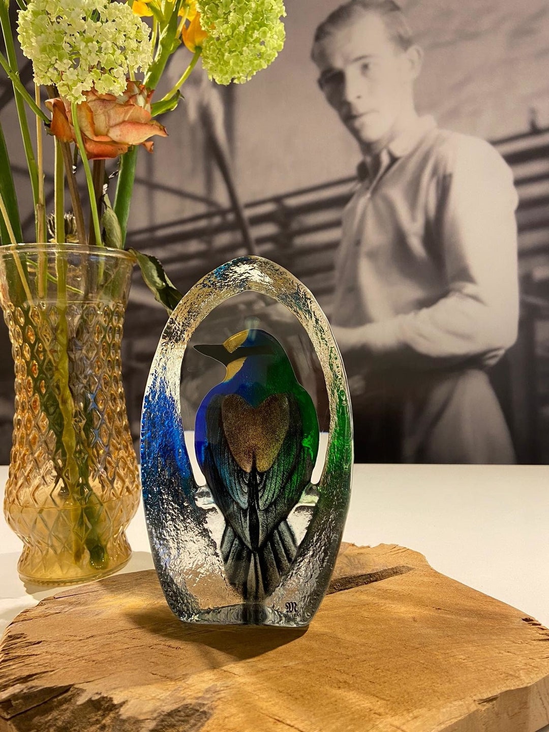 Handcrafted Glass Bird Sculpture - Mats Jonasson Crystal Colorina Art ...