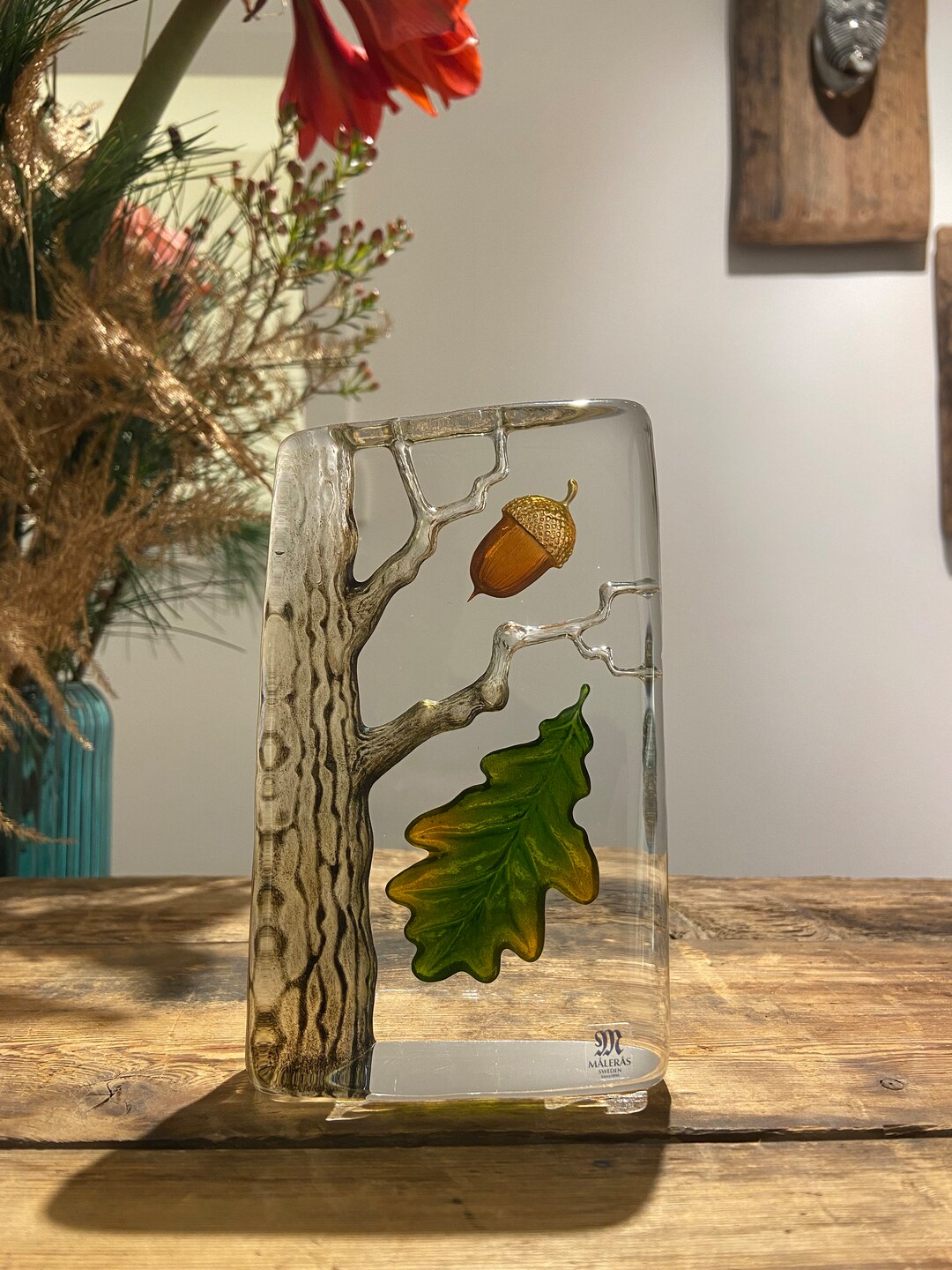 Mats Jonasson Sweden Oak Tree Glass Sculpture: Hand-painted Nature Art ...