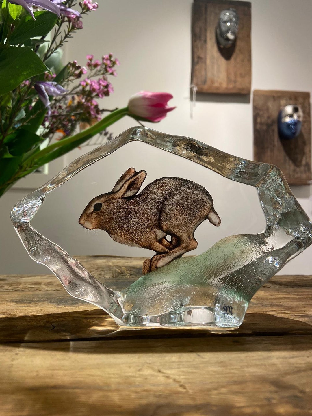 Beautiful Hare/rabbit Sculpture- Art Glass by Mats Jonasson Sweden - Etsy