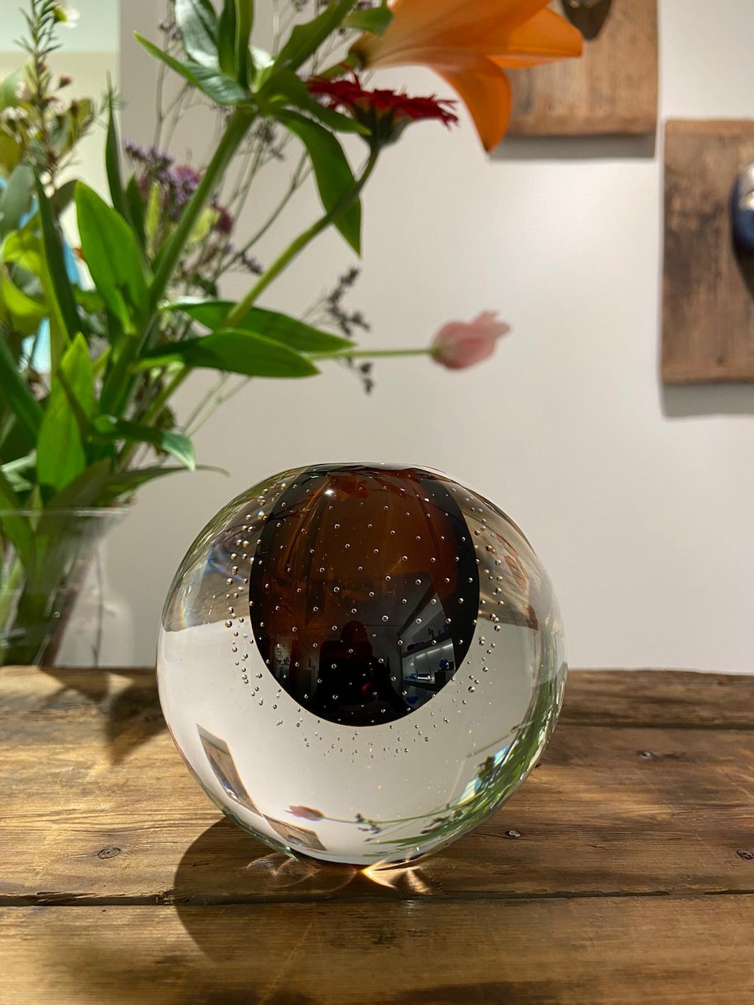 Art Glass Ball-paperweight With Beautiful Pure Air Pattern Hand Made in ...