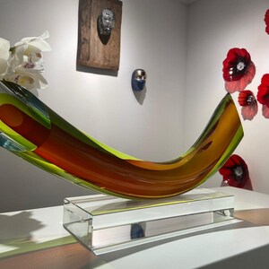 Four Seasons 'spring' Art Glass Sculpture Handmade, Massive Glass ...
