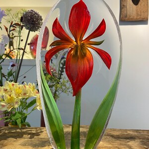 Crystal Lily Flower Sculpture by Famous Artist Mats Jonasson Sweden ...