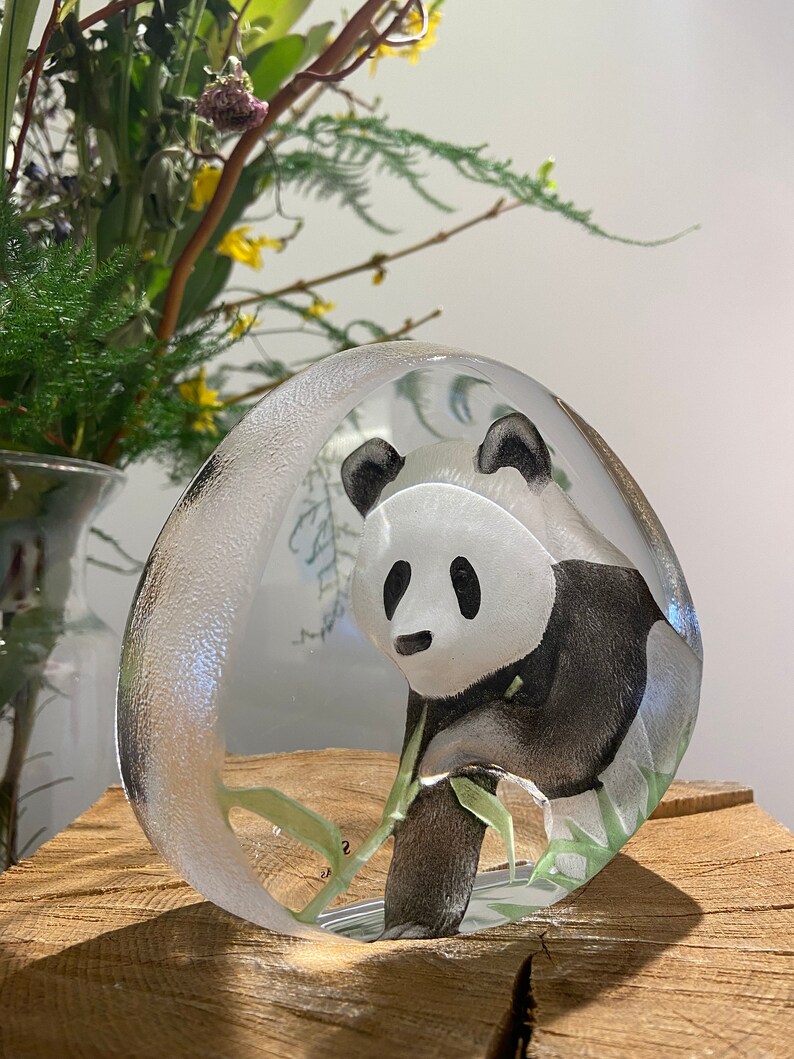 Crystal Panda Art Glass Sculpture by Mats Jonasson Sweden - Etsy