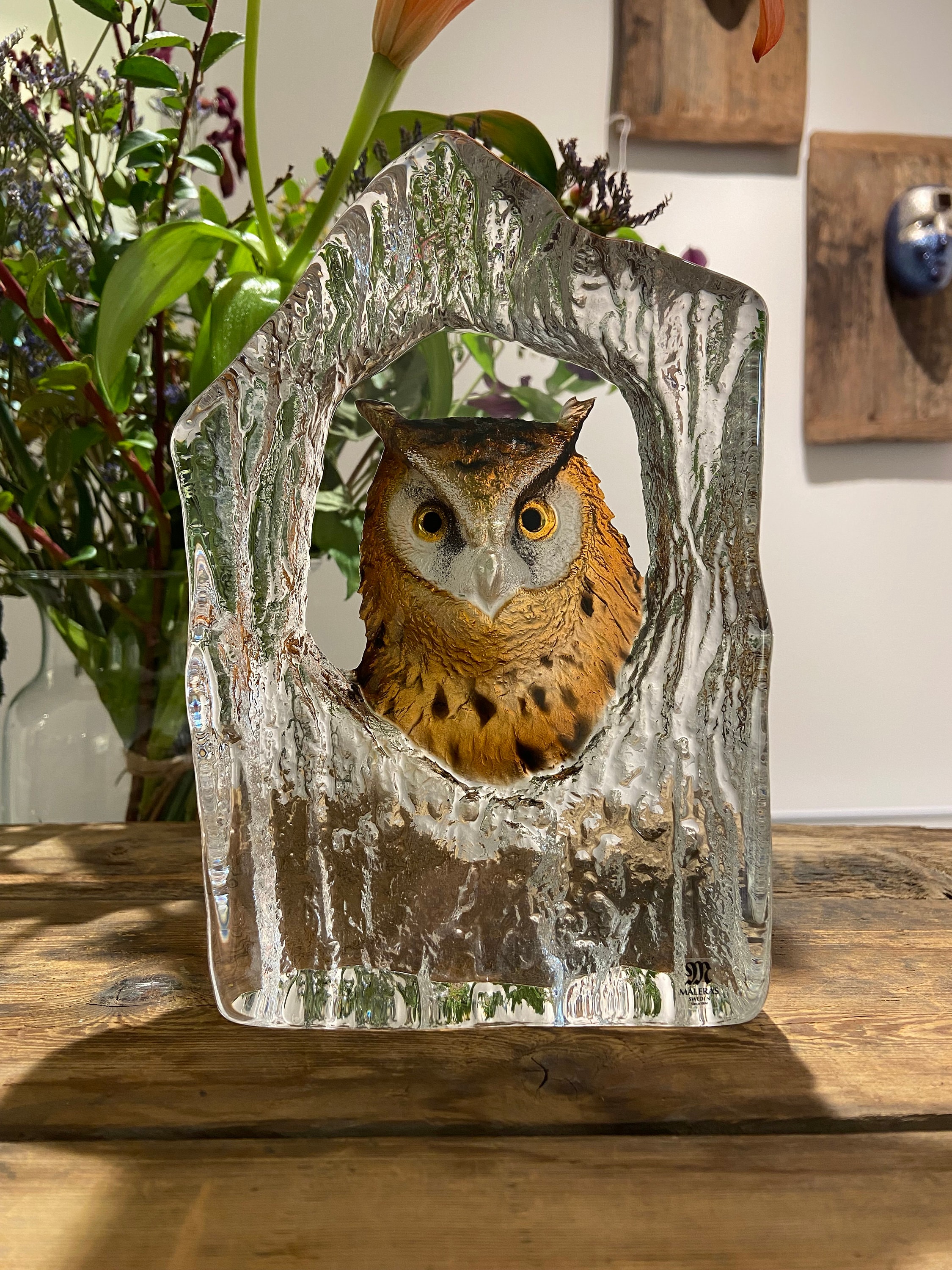 Crystal Horned Owl Glass Sculpture Handmade by Mats Jonasson Sweden - Etsy