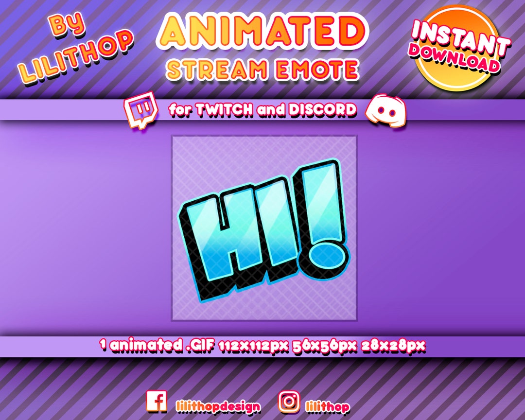 1 Animated Emote Hi Twitch Blue Color HI, Hello - Etsy