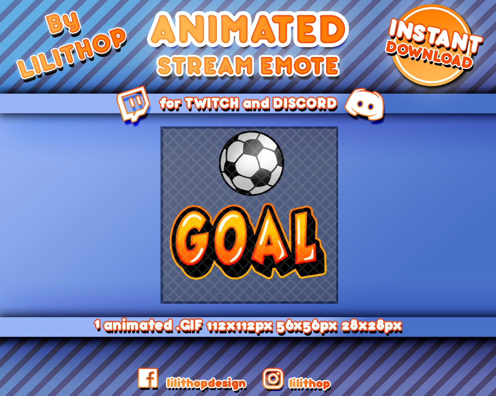 Animated Emote of a Football With GOAL Written in Yellow and Red for ...
