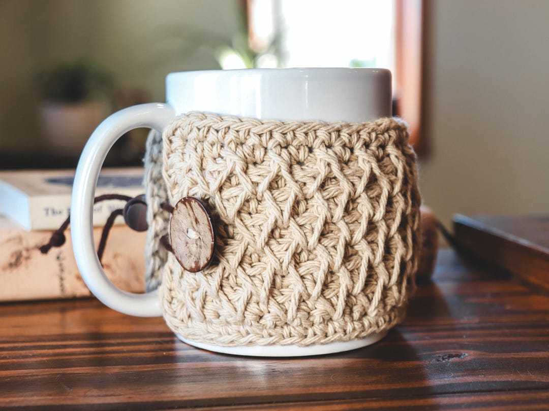 Honeycomb Mug Cozy Pattern | Crochet Mug Wrap | Mug Warmer Crochet ...