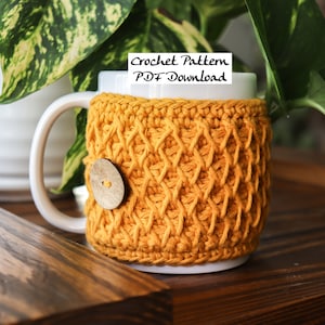 Honeycomb Mug Cozy Pattern | Crochet Mug Wrap | Mug Warmer Crochet ...