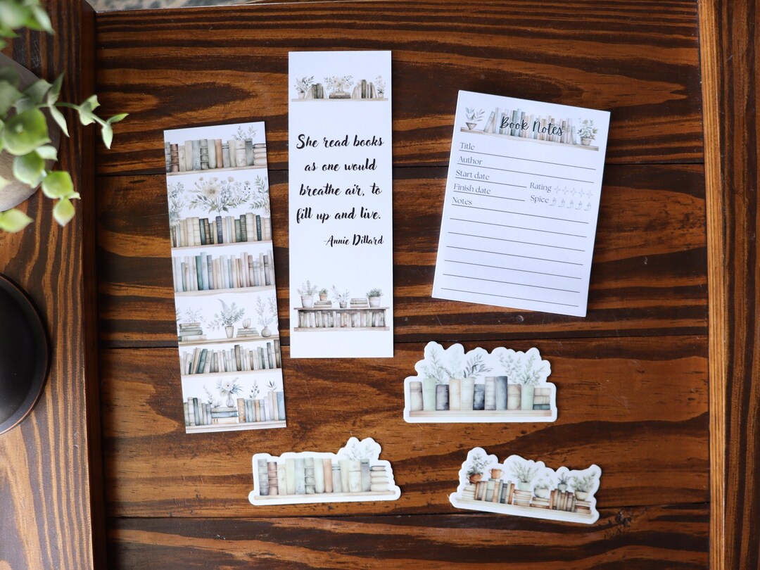 Bookshelf Bundle Bookshelf Stickers Book Notes Reading Notepad ...