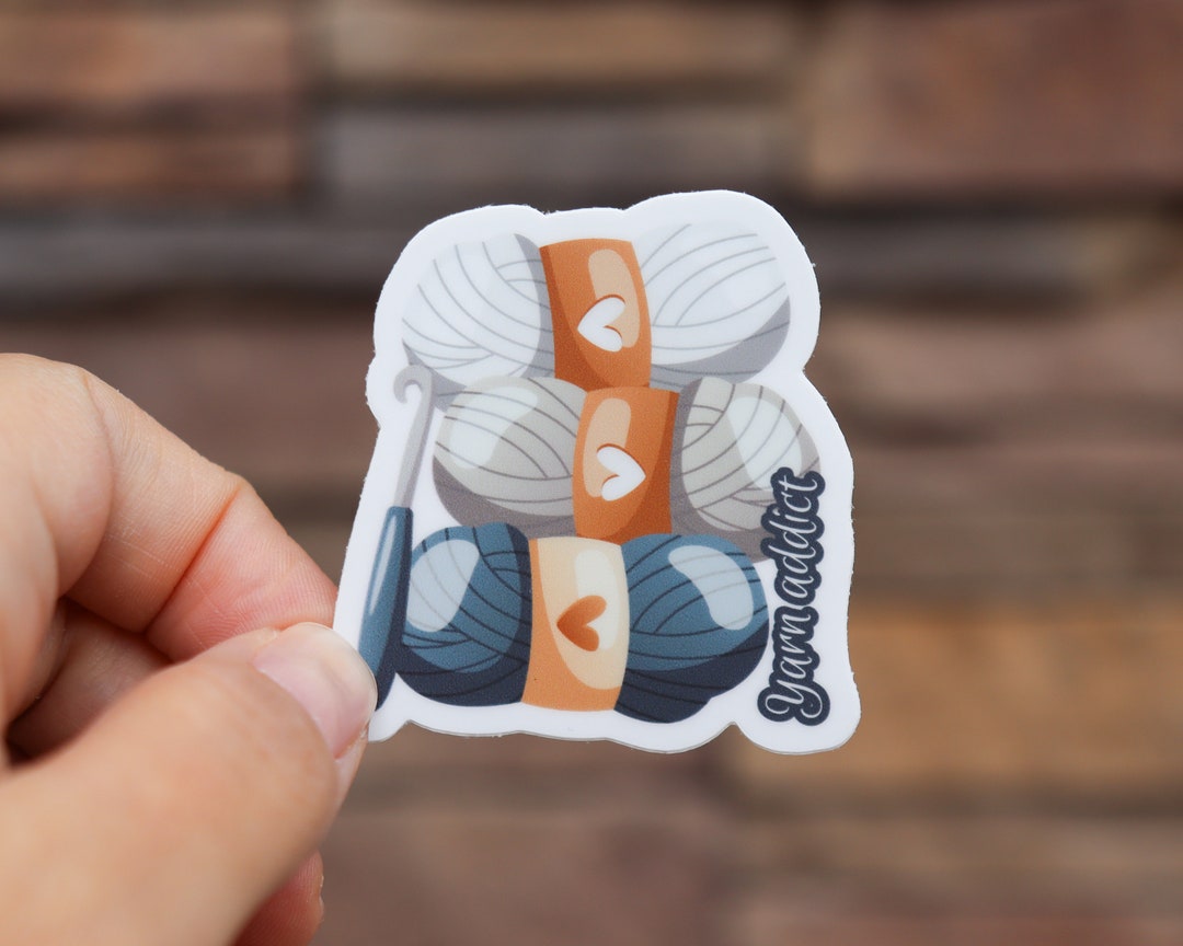 Yarn Addict Sticker | Blue Yarn Sticker | Crochet Stickers | Yarn Skein ...