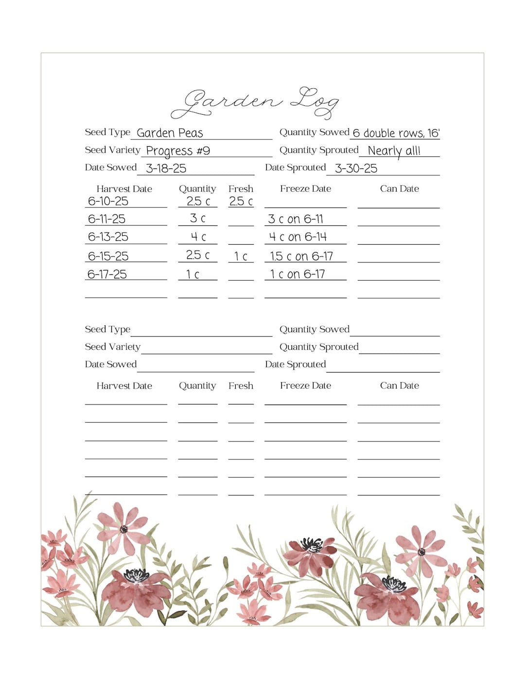 Garden Log Bundle | Printable Gardening Template | Printable Garden ...