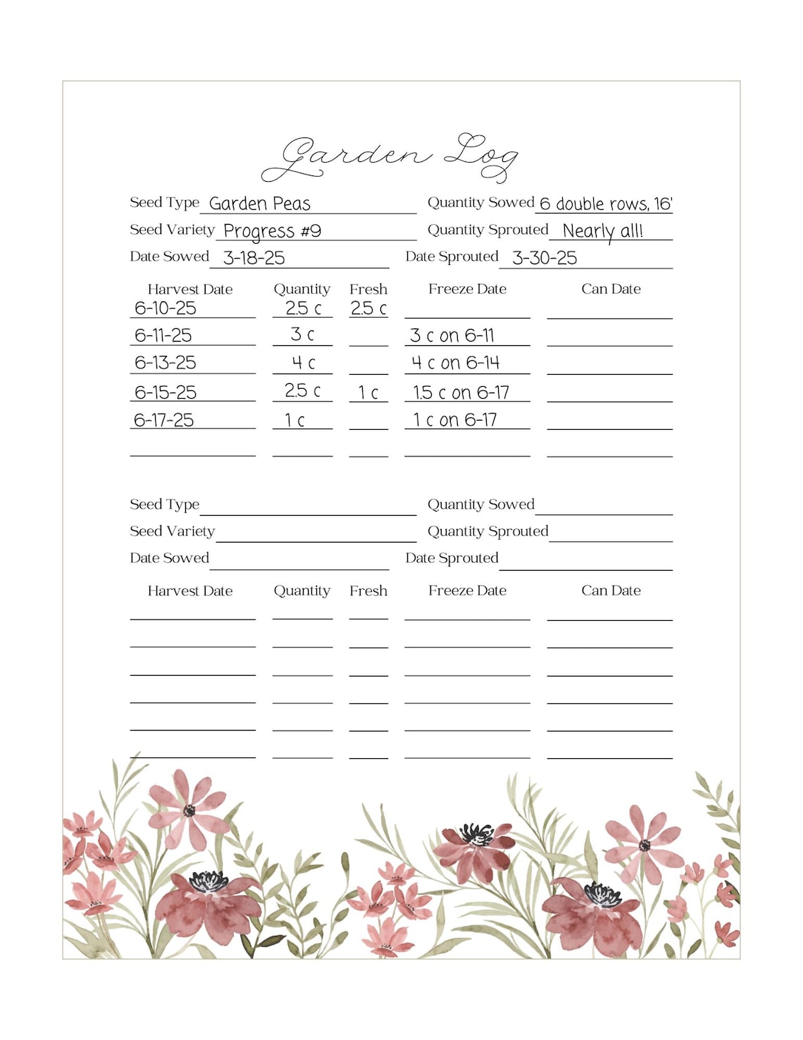 Garden Log Bundle | Printable Gardening Template | Printable Garden ...