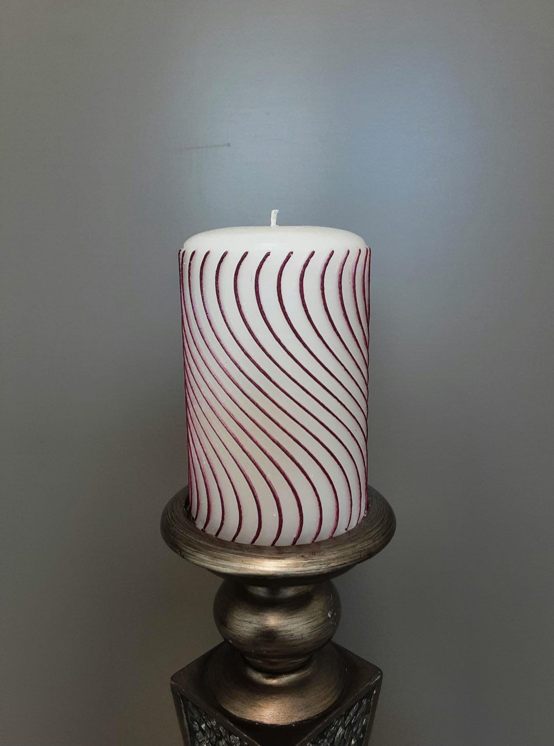 Engraved Swirl Design Painted Pillar Candle - Etsy