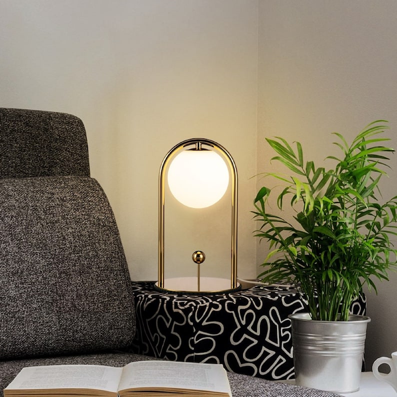 Glass Globe Table Lamp, 4-level LED Touch Dimmable Table Night Light ...