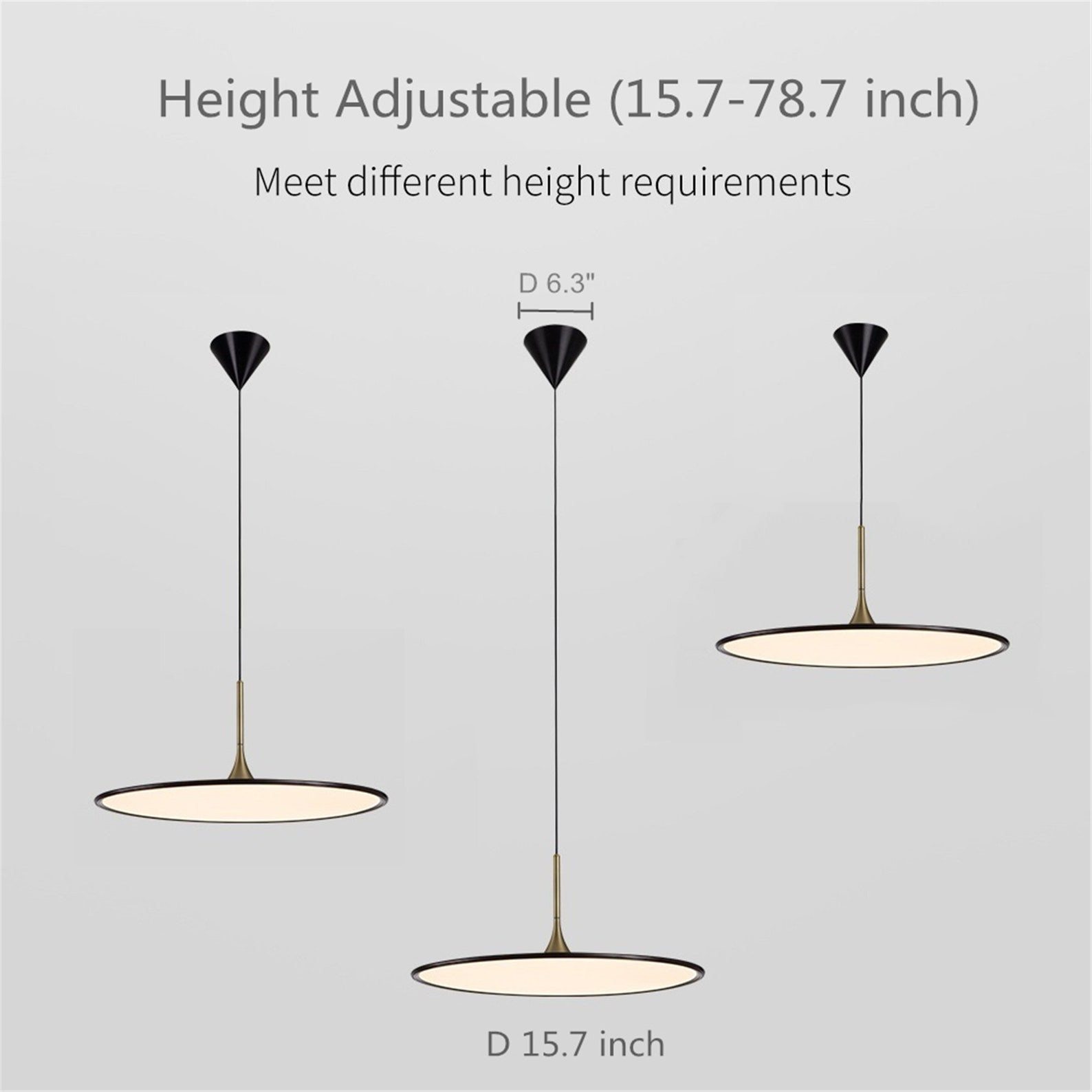 Tubicen LED Dimmable Pendant Light Fixture, Ultrathin Flat Pendant Lamp ...