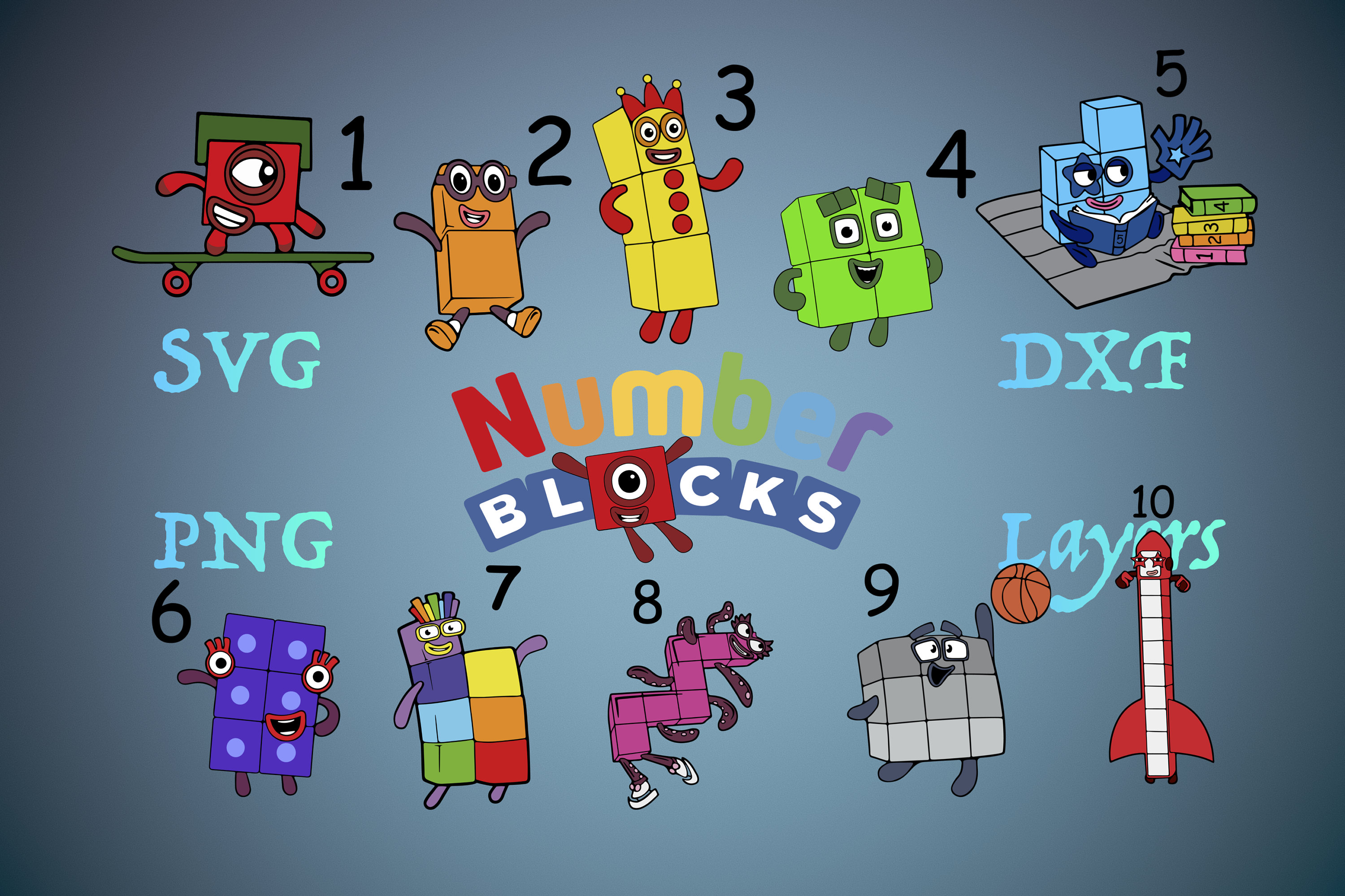 Paquete de bloques de números svg, bloques de números svg, bloques de ...