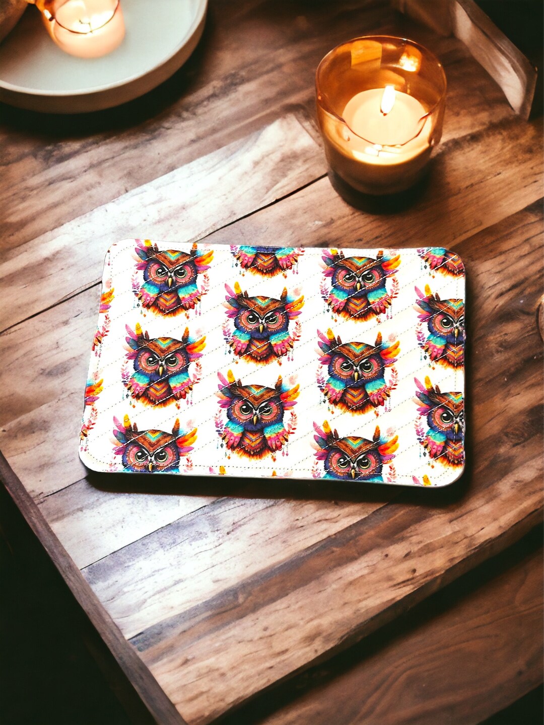 Owl Mug Rug Coaster for Teacher, Coffee Lover Gift for Her, Quilted Mug ...