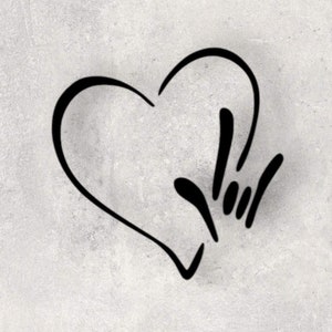 ASL I Love You Heart Decal, ASL Gift for Interpreter, Decals for Best ...